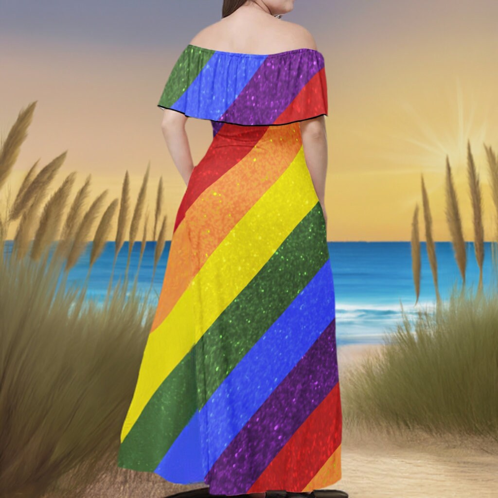 LGBTQ Rainbow Pride Flag Women off Shoulder Maxi Dress Sizes Upto 7XL ...