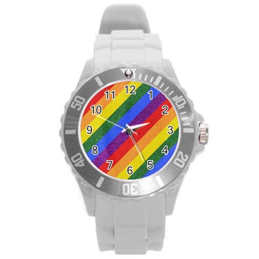 Rainbow Pride Round Plastic Sport Watch L - Etsy