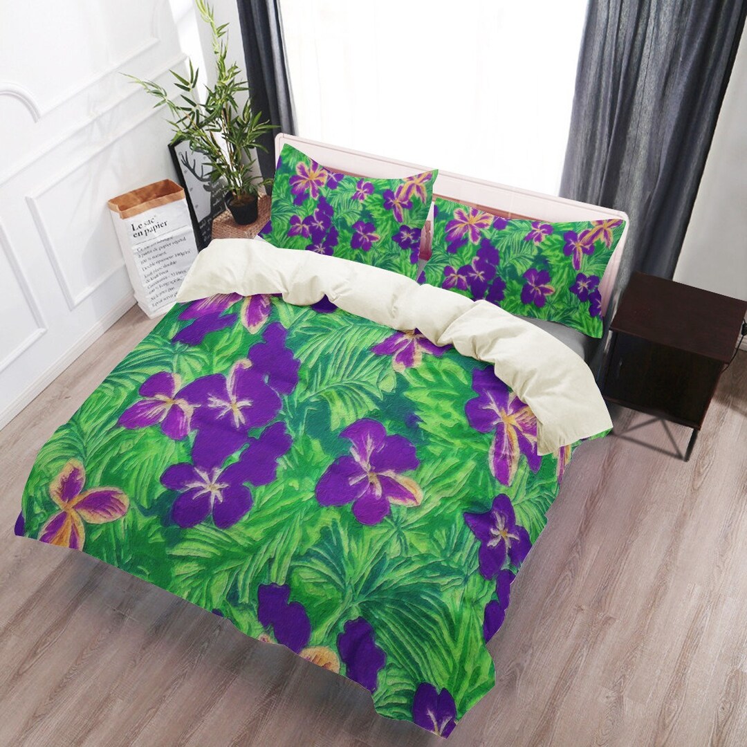 Blue Flag Iris - Duvet Cover - 3 Piece Bedding Set - Pillow Cases - Etsy
