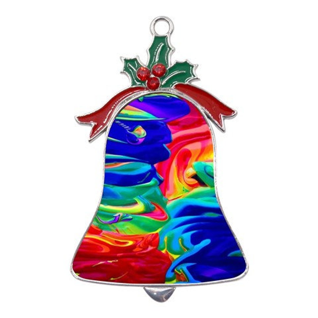 Rainbow Confusion Metal Holly Leaf Bell Ornament - Etsy