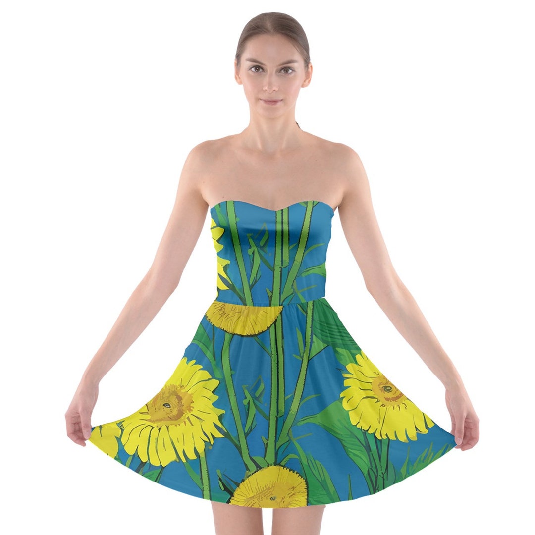 Sunflower Strapless Bra Top Dress - Etsy