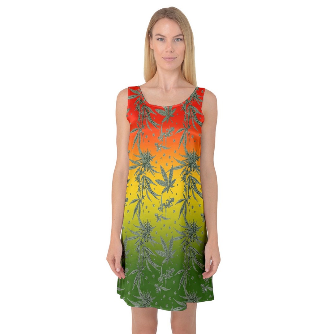 Marijuana Sleeveless Satin Nightdress - Etsy