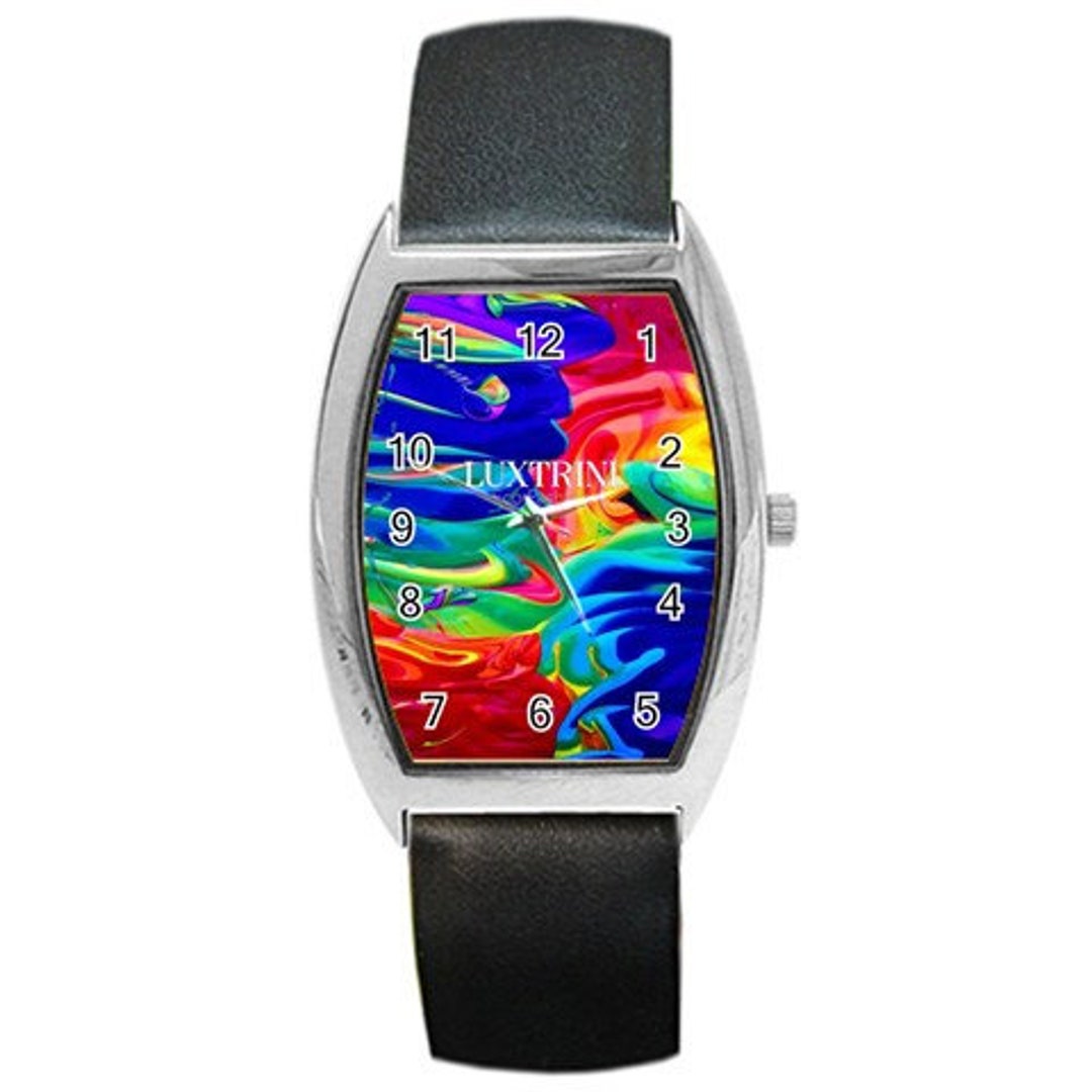 Rainbow Confusion Barrel Style Metal Watch - Etsy