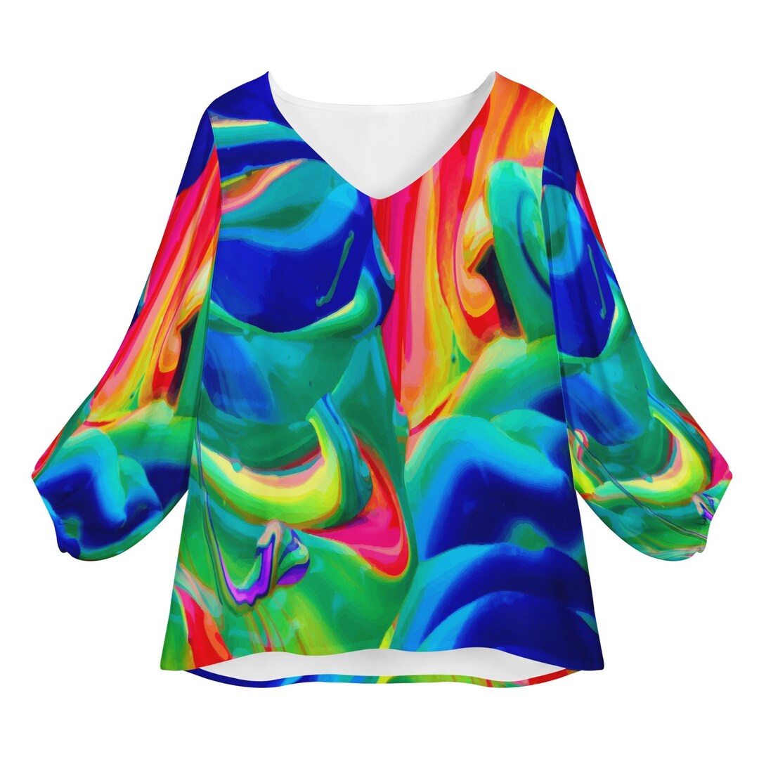 LGBTQ Rainbow Confusion Women Long Sleeve Puff Sleeve Blouse - Etsy