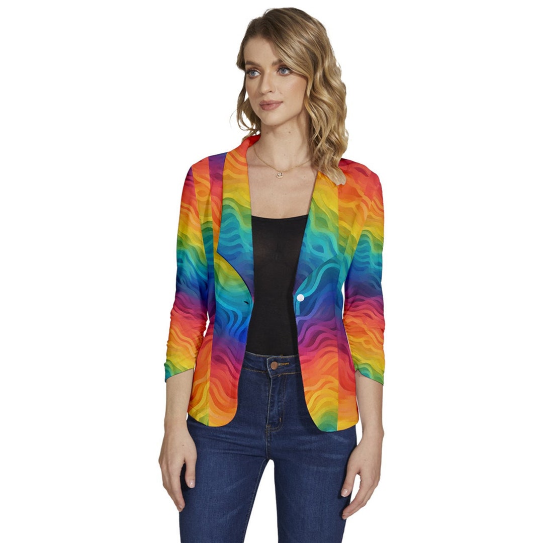 LGBTQ Rainbow Pride Women's One-button 3/4 Sleeve Short - Etsy