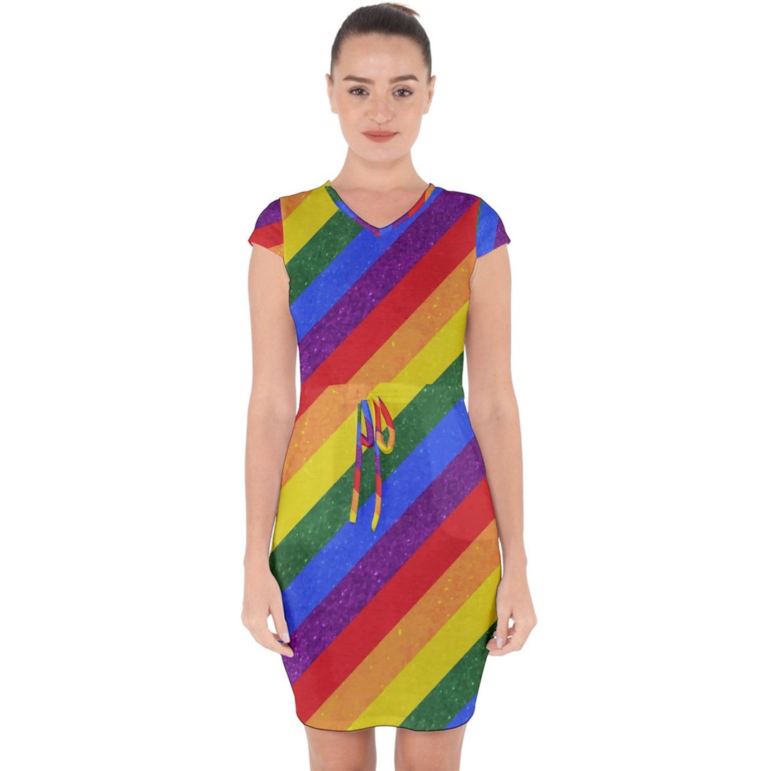 Rainbow Pride Gay Pride LGBTQ Pride Capsleeve Drawstring Dress - Etsy