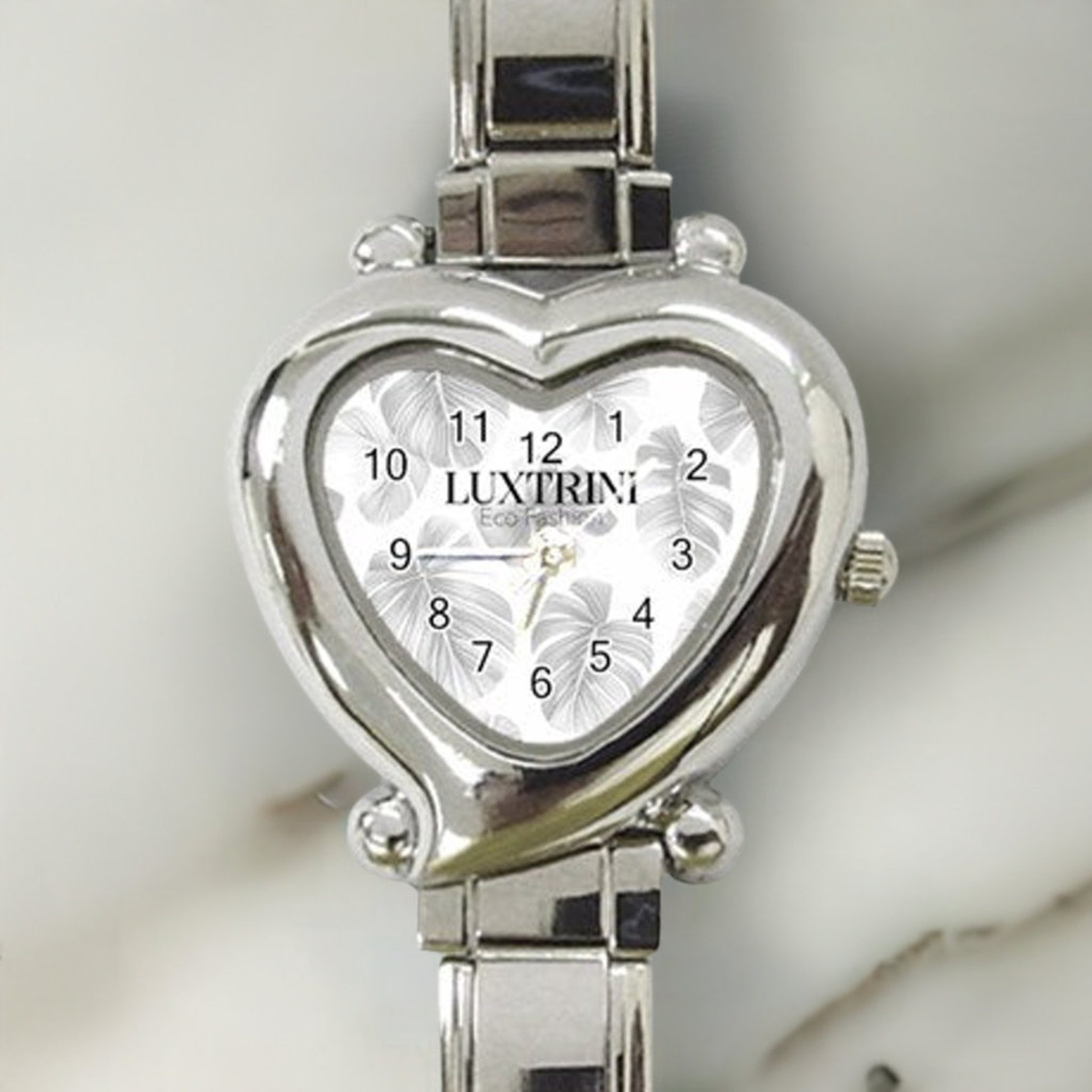 White Monstera Heart Italian Charm Watch - Etsy