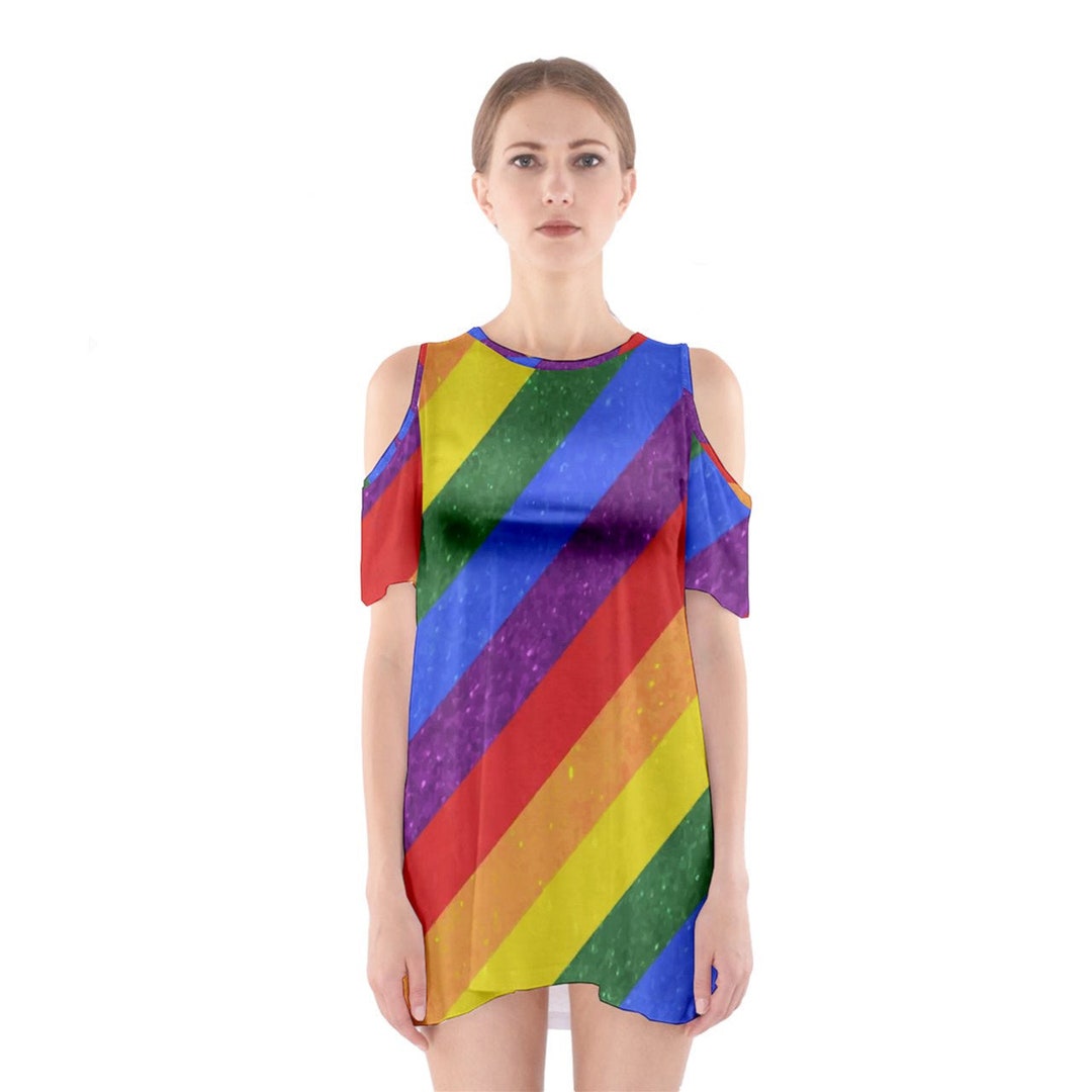 Rainbow Pride LGBTQ One-piece Dress With Shoulder Cutout - Colorful Gay ...