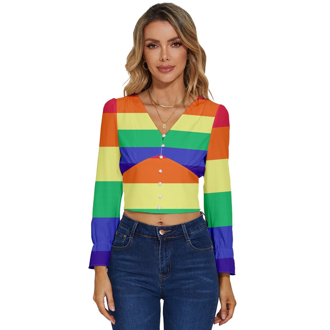 LGBTQ Rainbow Pride 12 Long Sleeve V-neck Top - Etsy