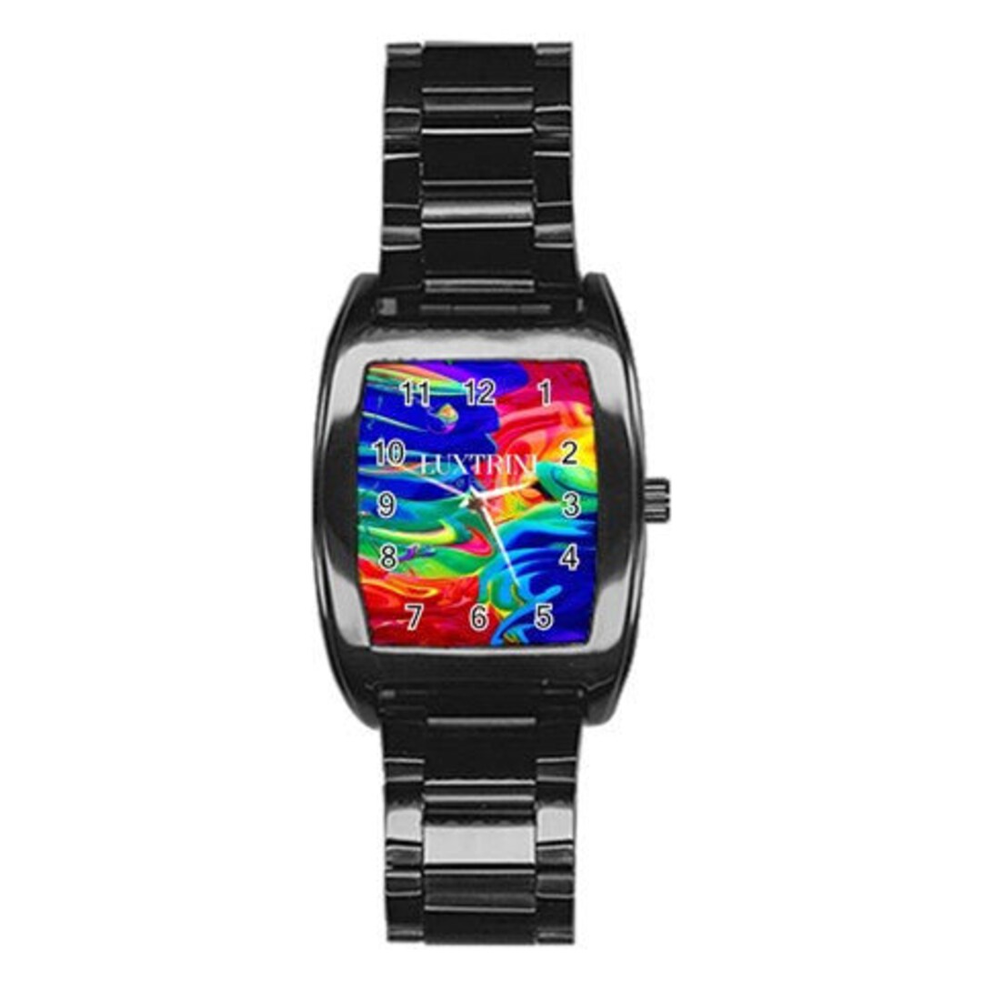Rainbow Confusion Stainless Steel Barrel Watch - Etsy