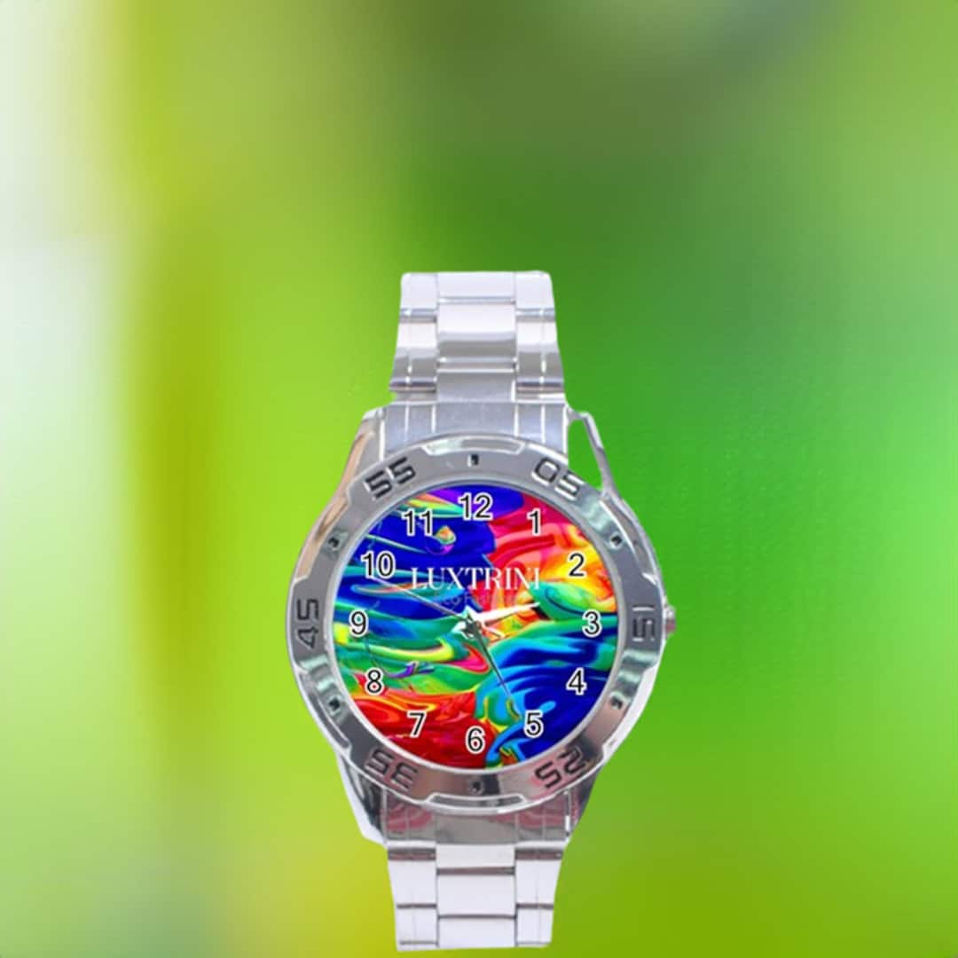 Elegant Unisex Stainless Steel Watch With Rainbow Confusion Design - Etsy