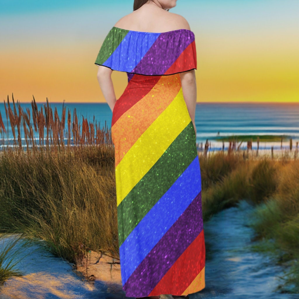 LGBTQ Rainbow Pride Flag Women off Shoulder Maxi Dress Sizes Upto 7XL ...