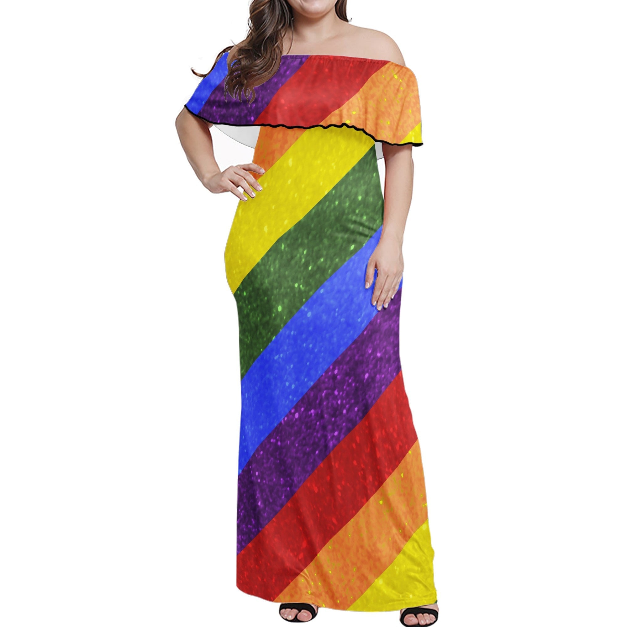 LGBTQ Rainbow Pride Flag Women off Shoulder Maxi Dress Sizes Upto 7XL ...