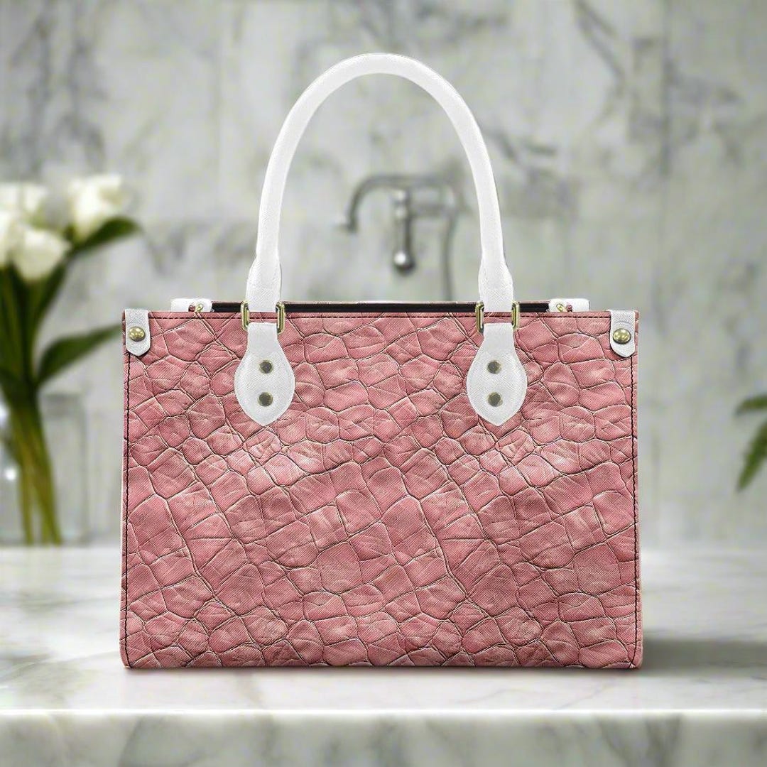 Elegant Blush Pink Lambskin PU Leather Handbag With Adjustable Strap ...
