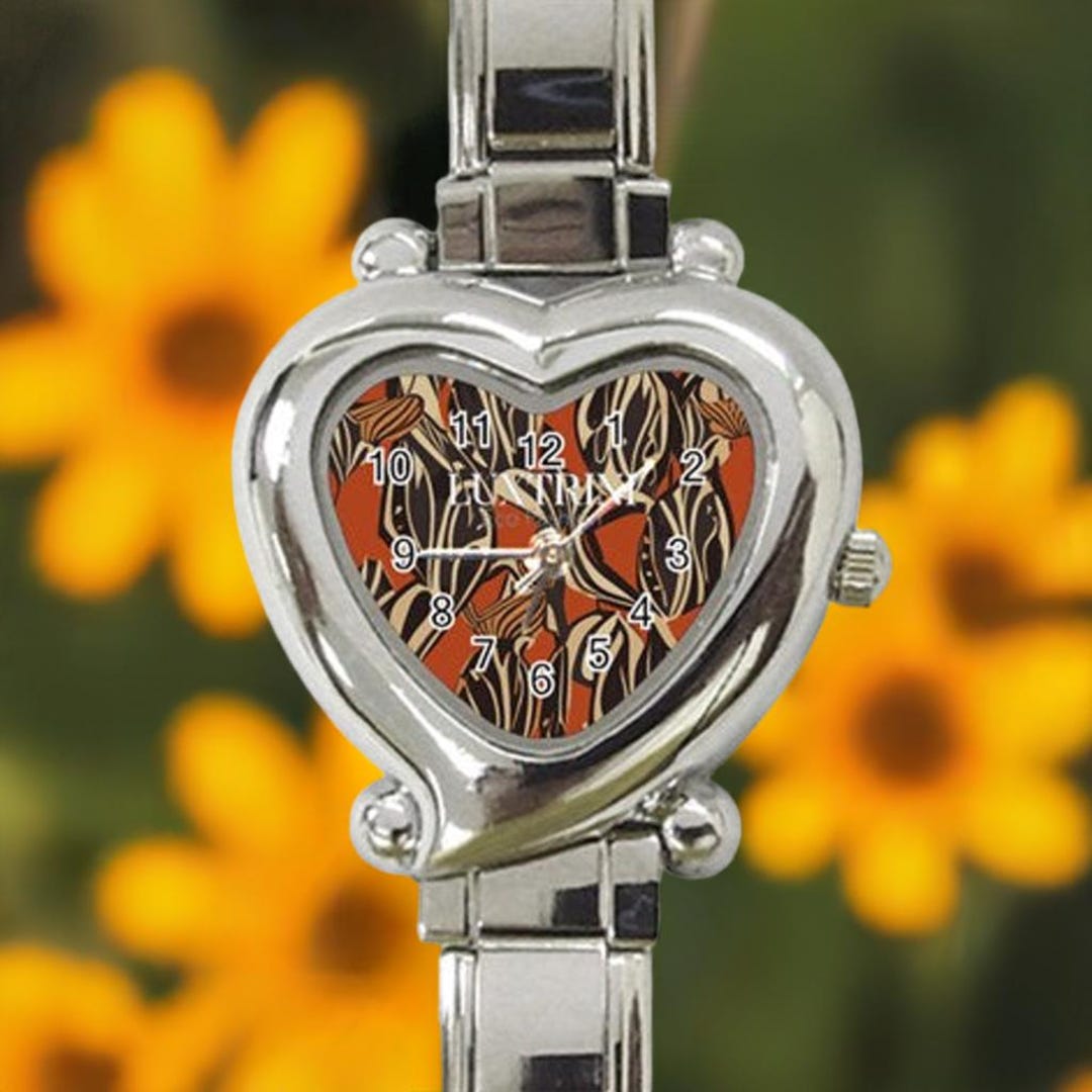 African Ethnic Heart Design Italian Charm Watch Adjustable Bracelet ...
