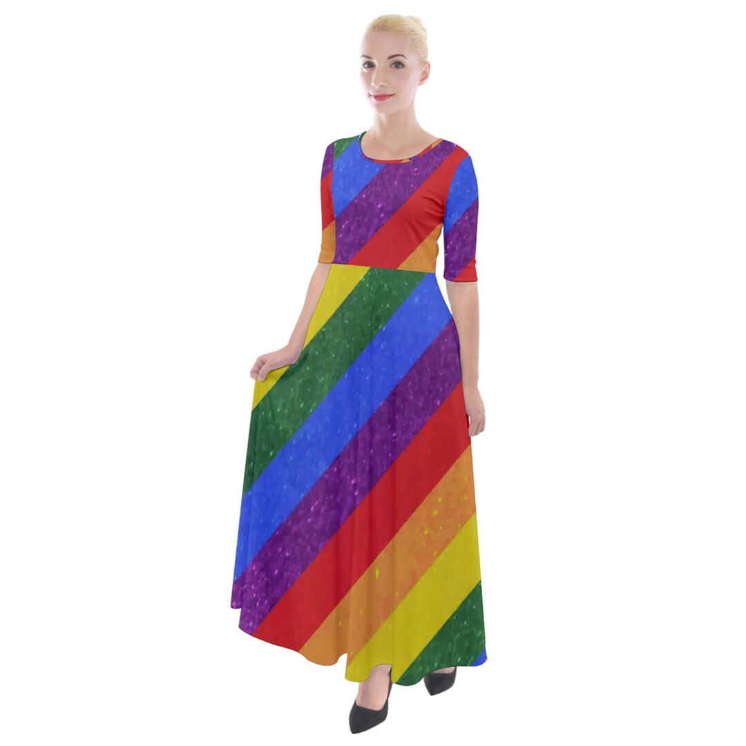 LGBTQ Rainbow Pride Maxi Dress With Half Sleeves: Empowering Statement ...