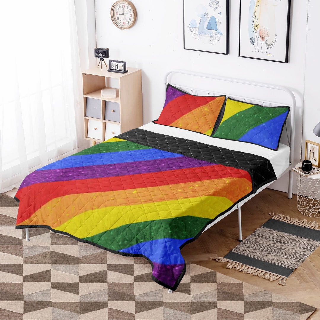Rainbow Quilt Bed Set LGBTQ Pride - Etsy