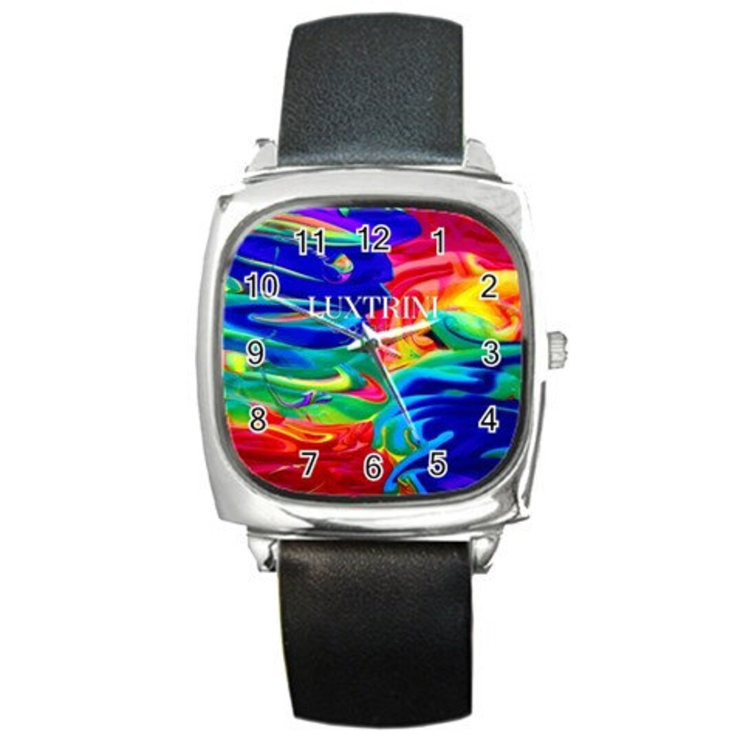 Rainbow Confusion Square Metal Watch - Etsy