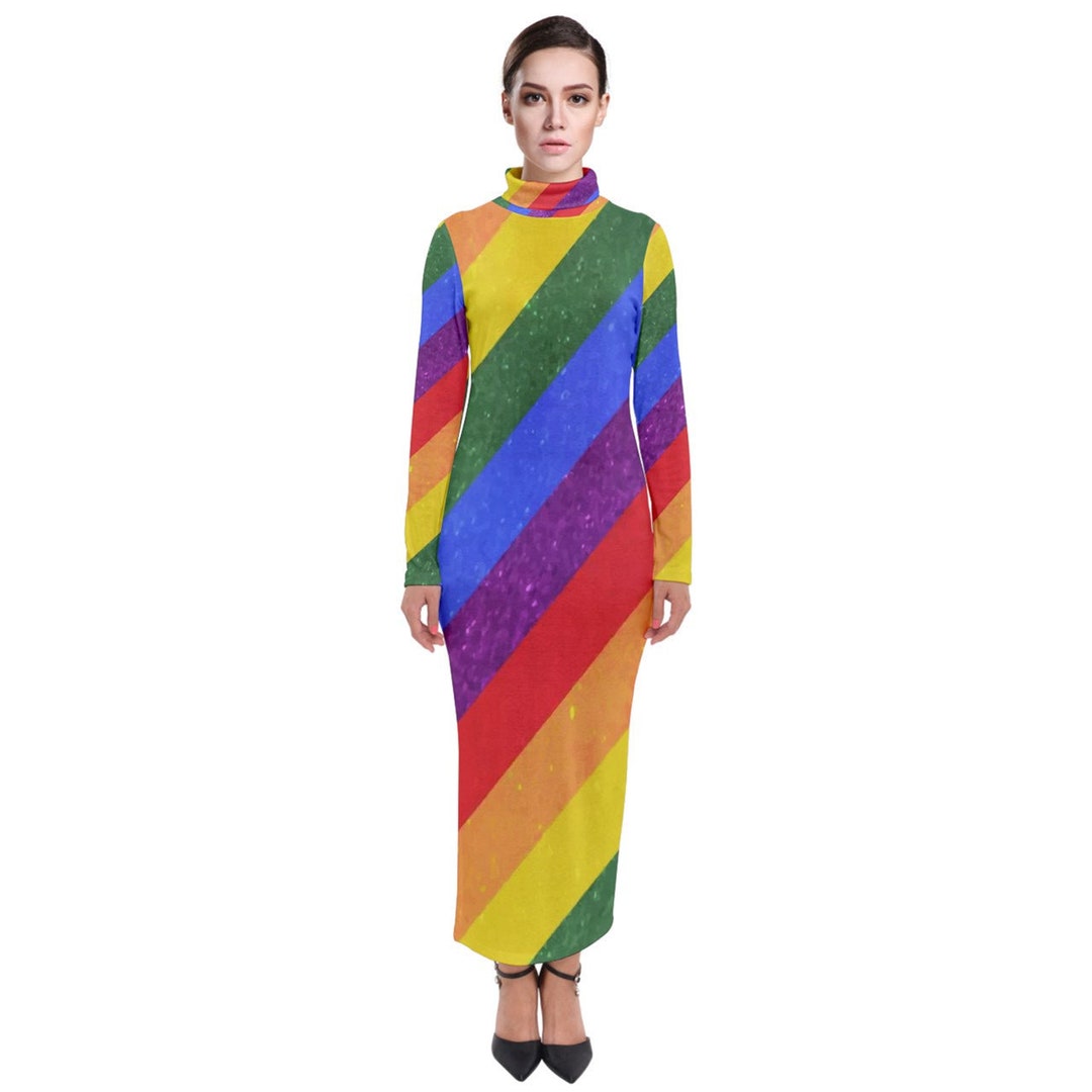 LGBTQ Turtleneck Maxi Dress Rainbow Pride - Etsy