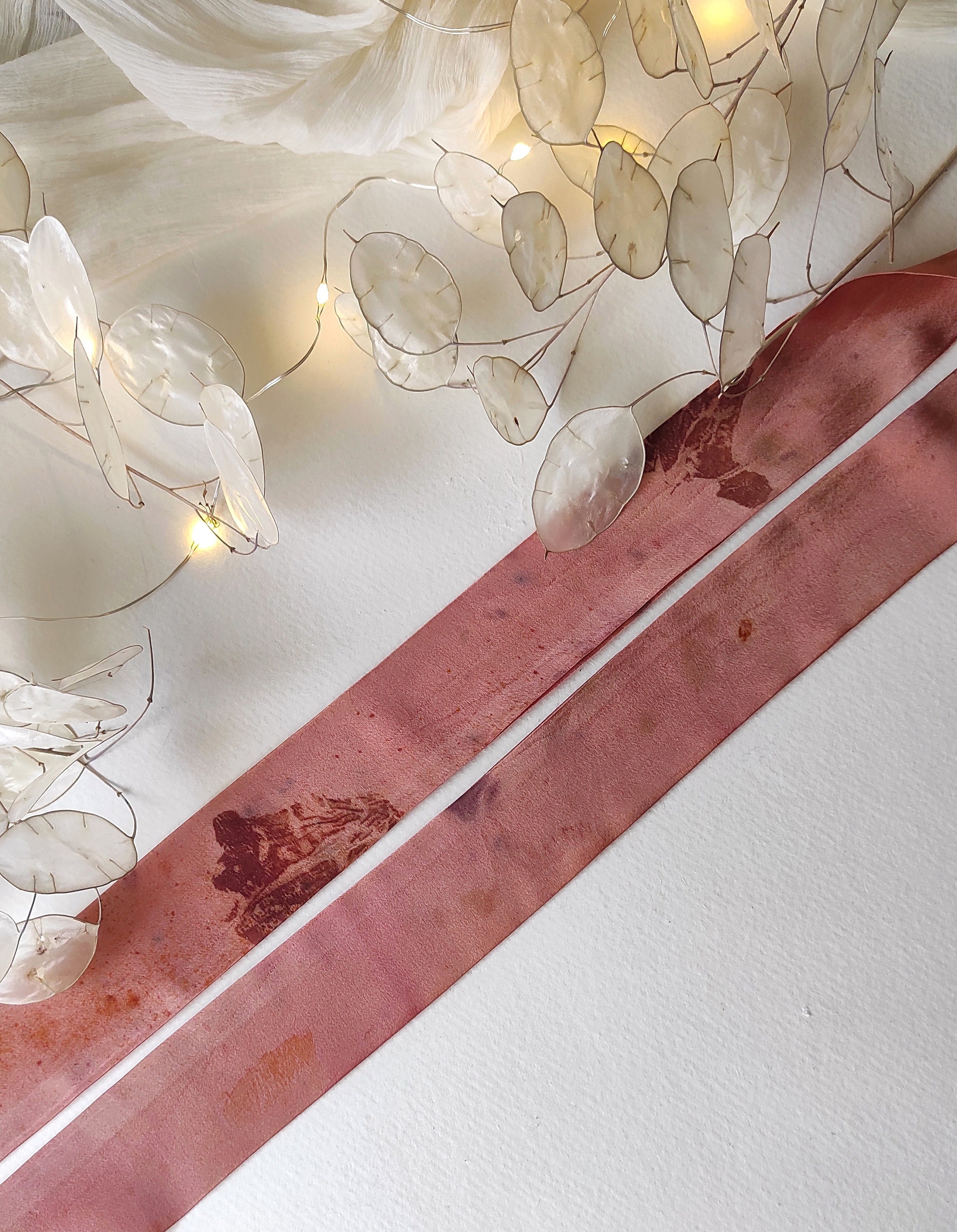 Wide Silk Hair Ribbon in Rust Pink, Natural Print Mulberry Silk Hair ...