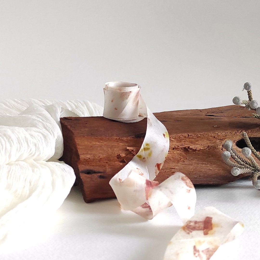 Botanical Print Silk Ribbon for Eco-friendly Gift, Naturally Dyed Silk ...