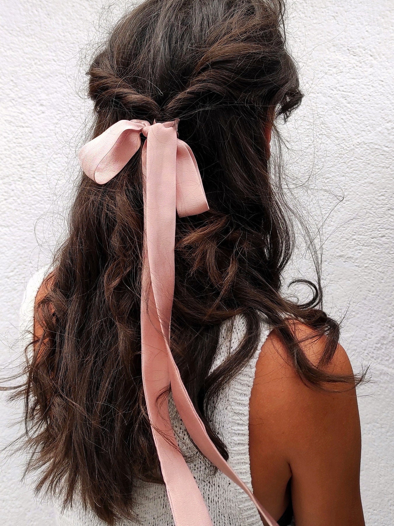 Organic Silk Saten Hair Ribbon, Mulberry Silk Hair Tie Mauve, Dusty ...
