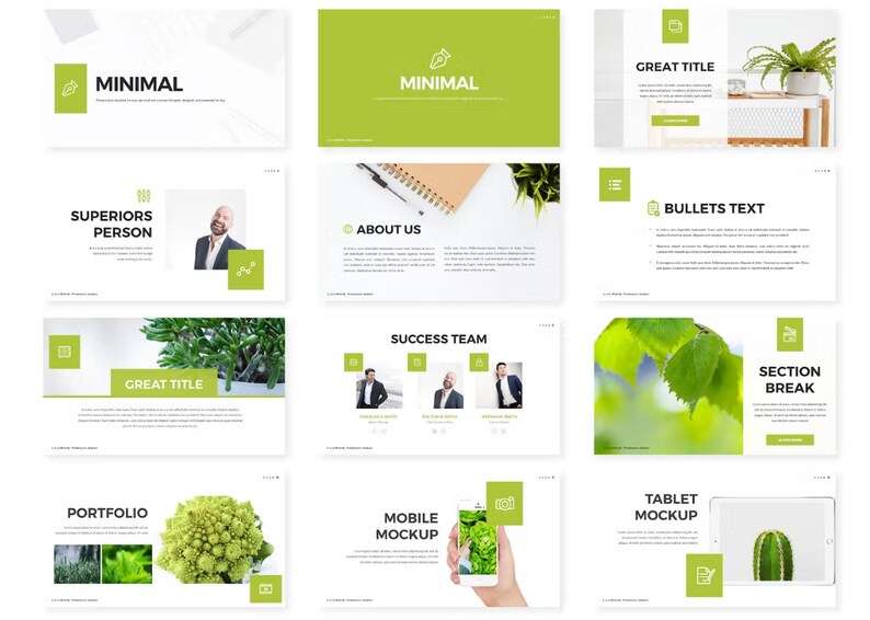 MINIMAL Modern Google Slides Template, 25 Unique Slides in 5 Colors for ...