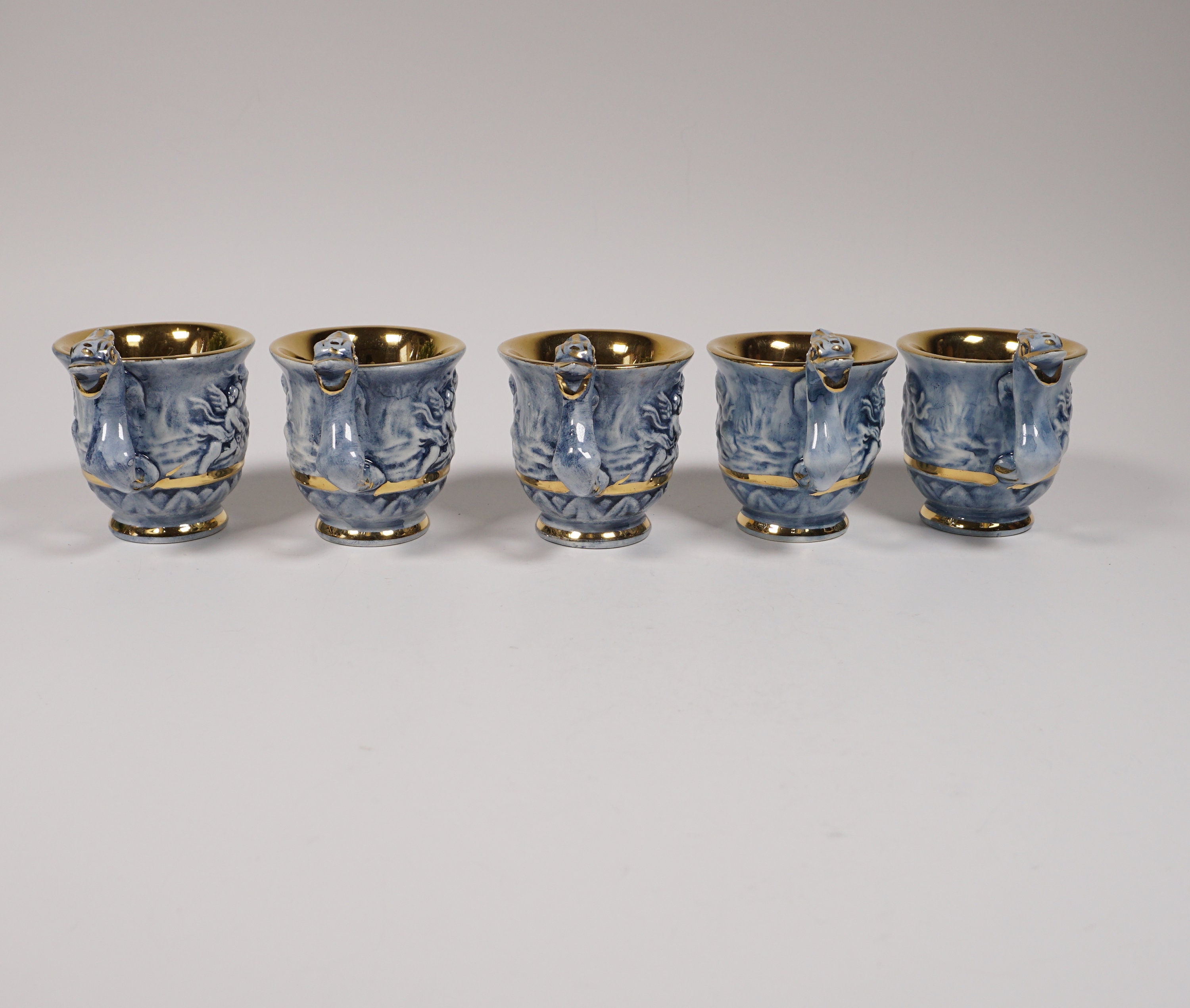 Capodimonte Italy Tea Set of 5 Cups and Saucers Cherub and Dragon ...