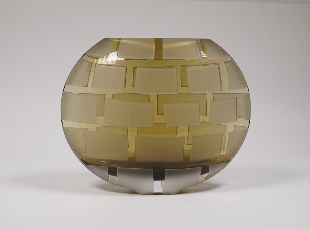 Badash Crystal Brown With Frosted Glass Vase - Etsy