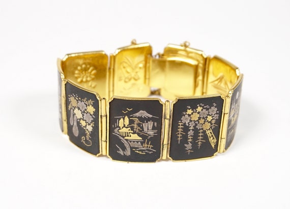 Vintage Japanese Shakudo Damascene Gold Butterfly Nec… - Gem