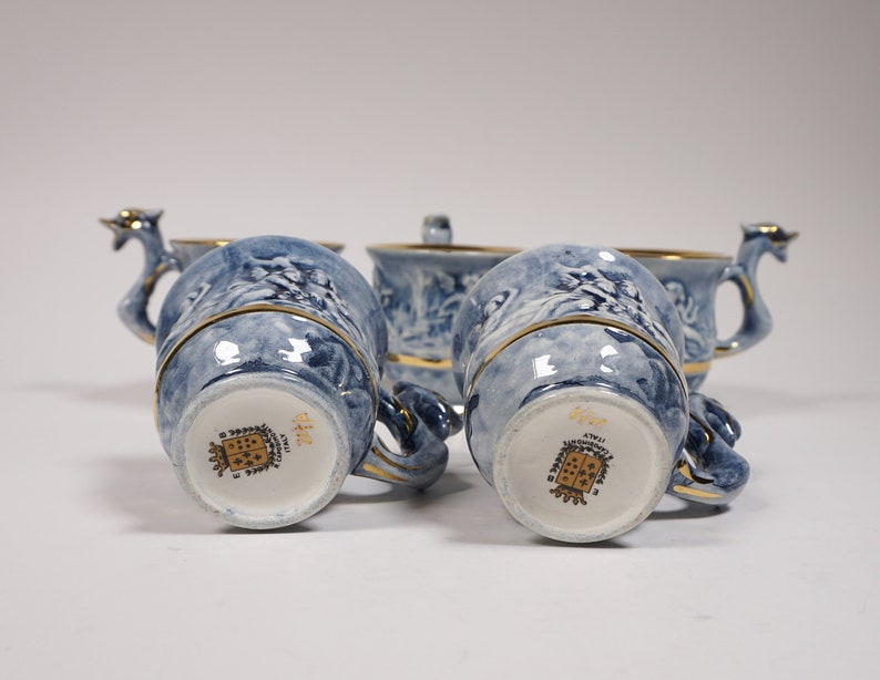Capodimonte Italy Tea Set of 5 Cups and Saucers Cherub and Dragon ...
