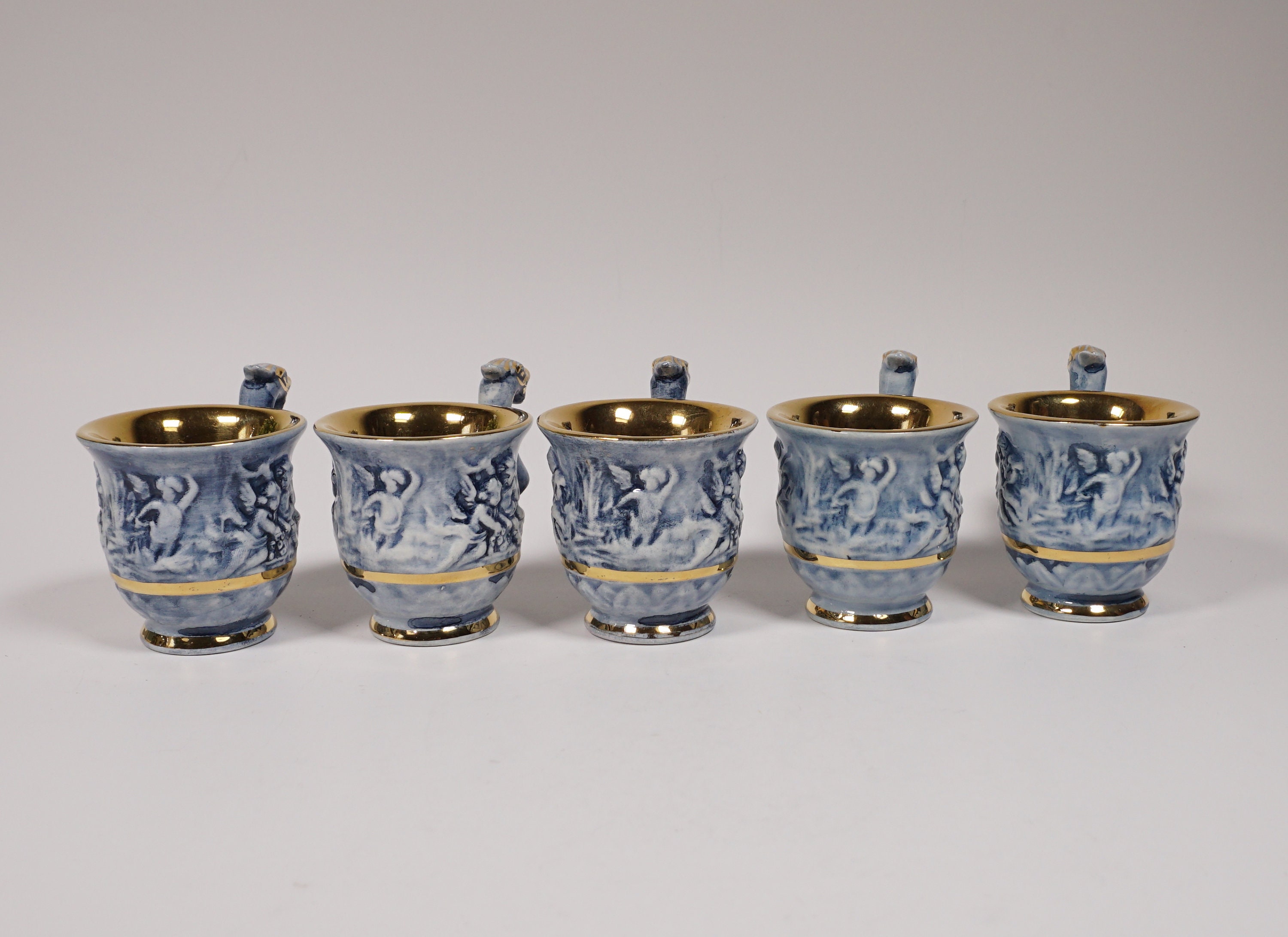 Capodimonte Italy Tea Set of 5 Cups and Saucers Cherub and Dragon ...