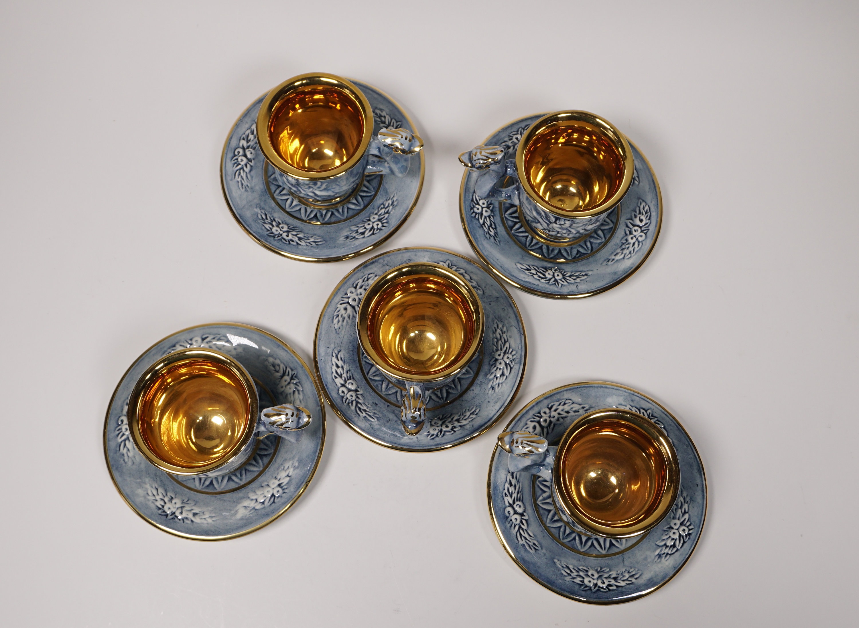 Capodimonte Italy Tea Set of 5 Cups and Saucers Cherub and Dragon ...