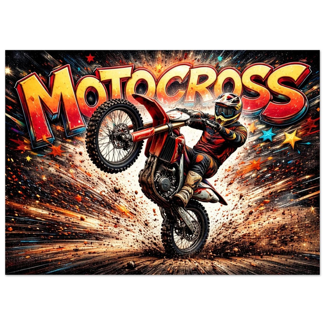 Motocross Wheelie Graffiti Wall Art – High-impact Dirt Bike Action ...
