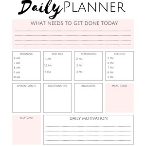 Daily Planner 2025 Planner Page Digital 2025 Diary Daily Routine Pink ...