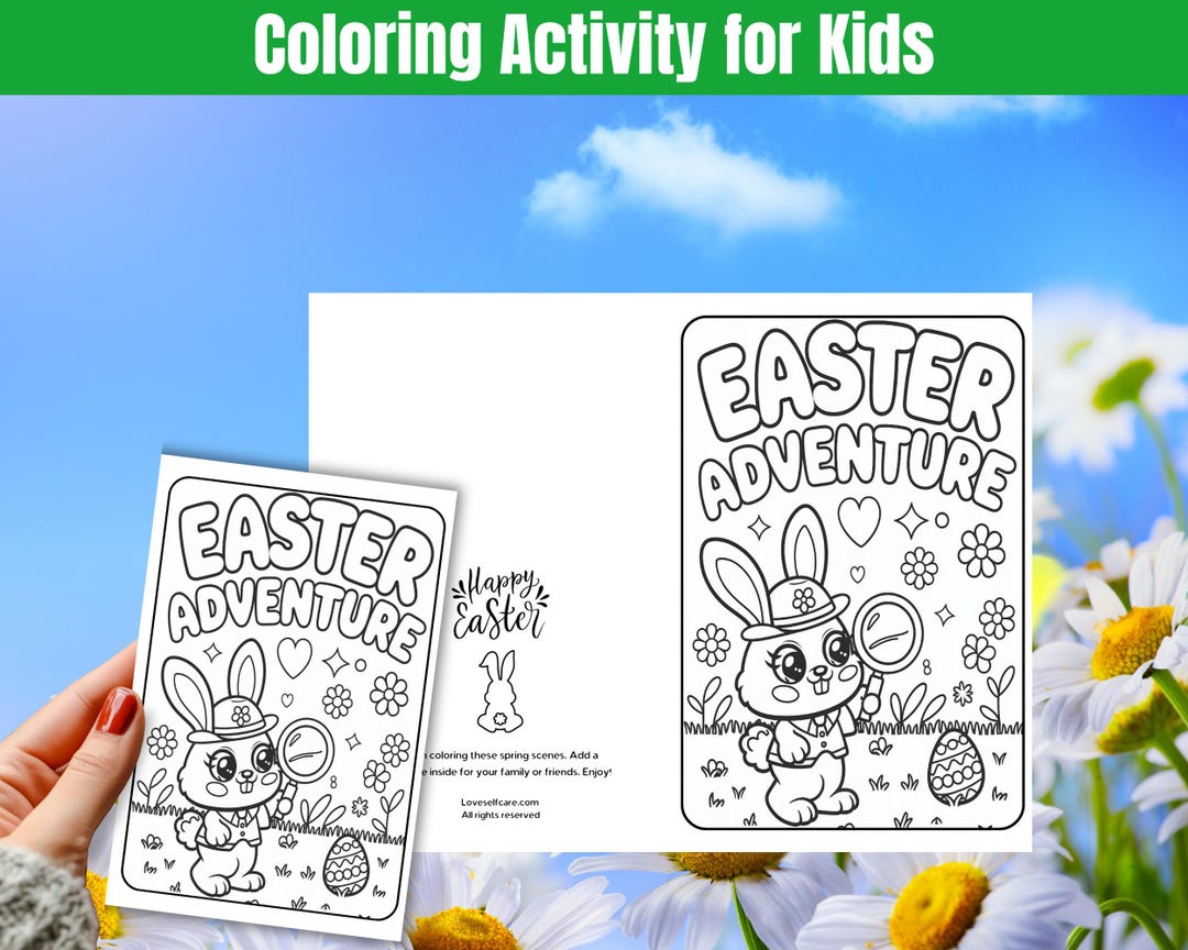 Easter Coloring Cards Printable Coloring Cards Spring Activity Sunday ...