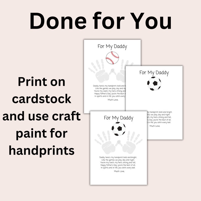 Printable Father's Day Craft, Father's Day Handprint Craft, Handprint ...