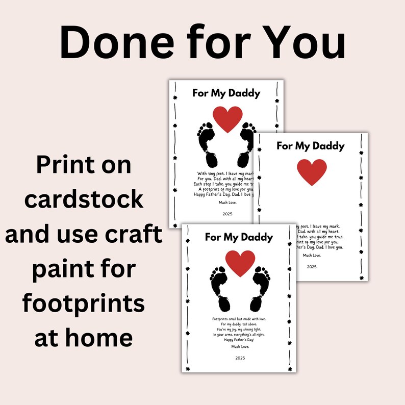 Father's Day Footprint Printable Craft DIY Fathers Day Card Gift for ...