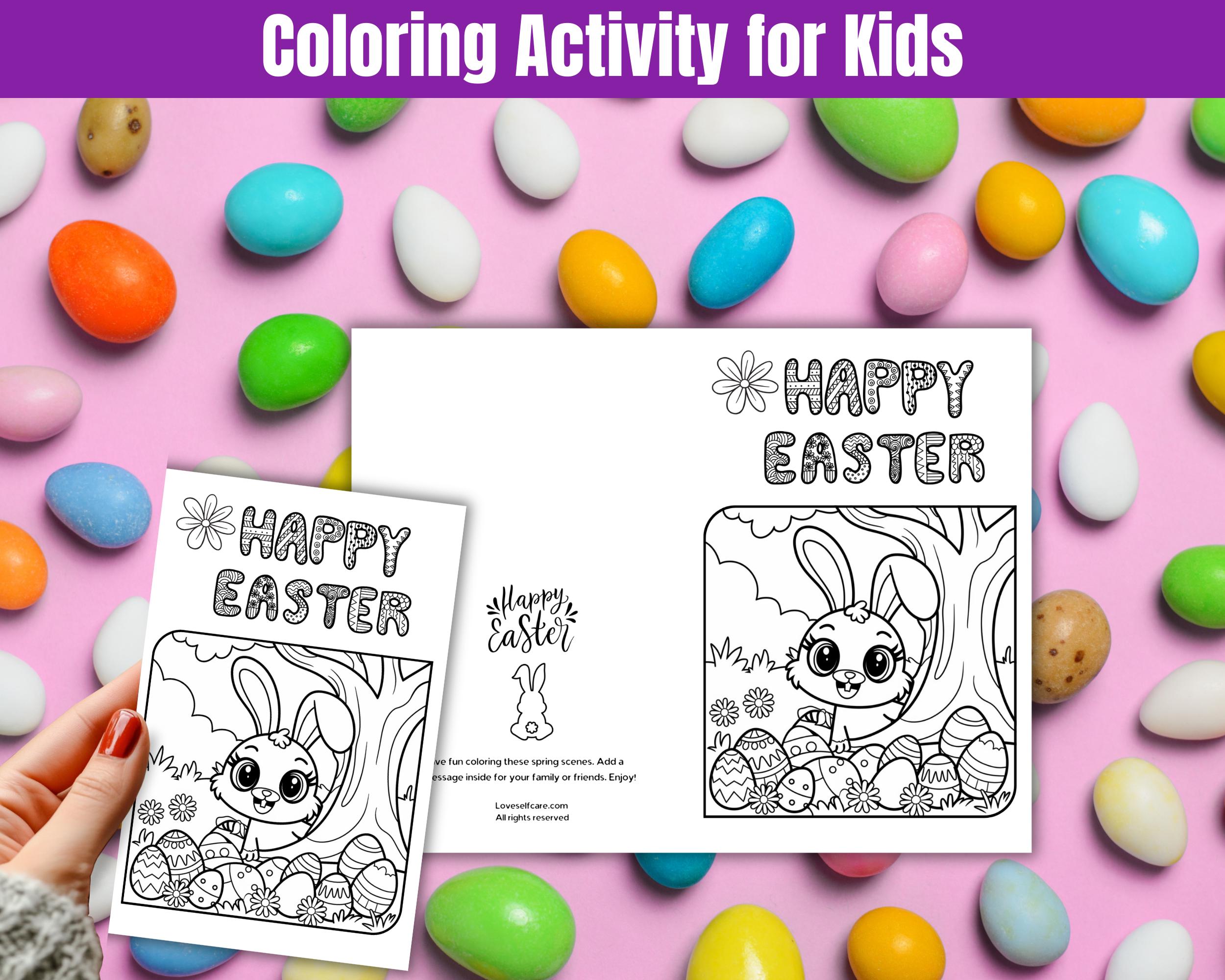 Easter Coloring Cards Printable Coloring Cards Spring Activity Sunday ...