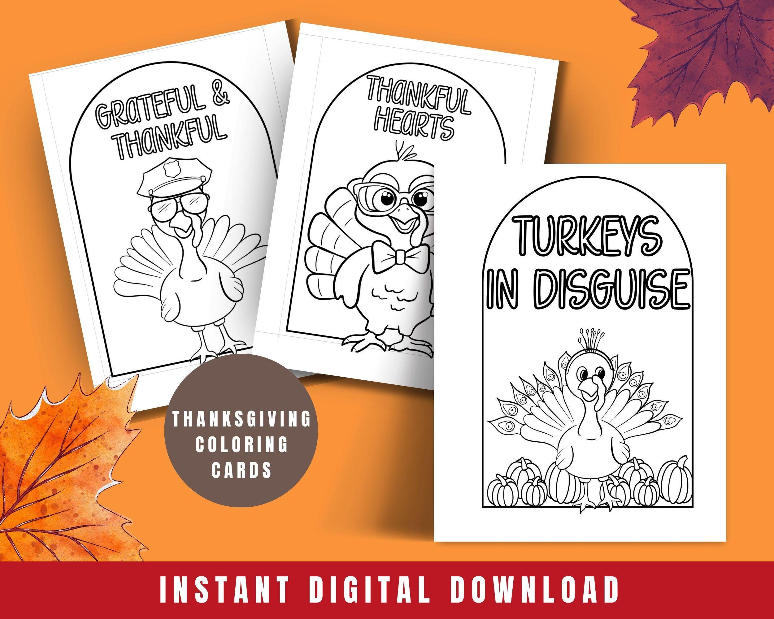 Thanksgiving Coloring Card Printable for Thanksgiving Craft Fun Cute ...
