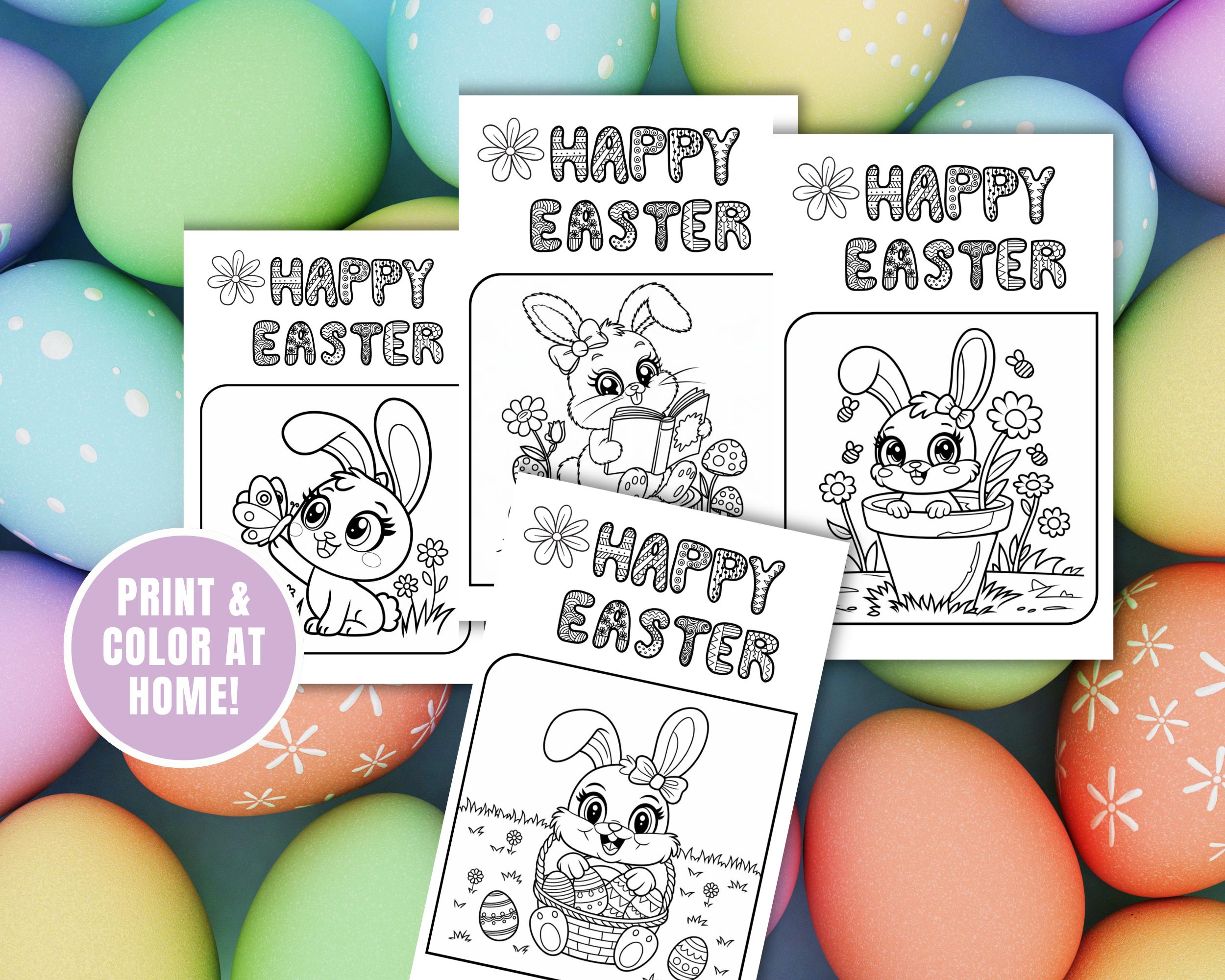 Easter Coloring Cards Printable Coloring Cards Spring Activity Sunday ...