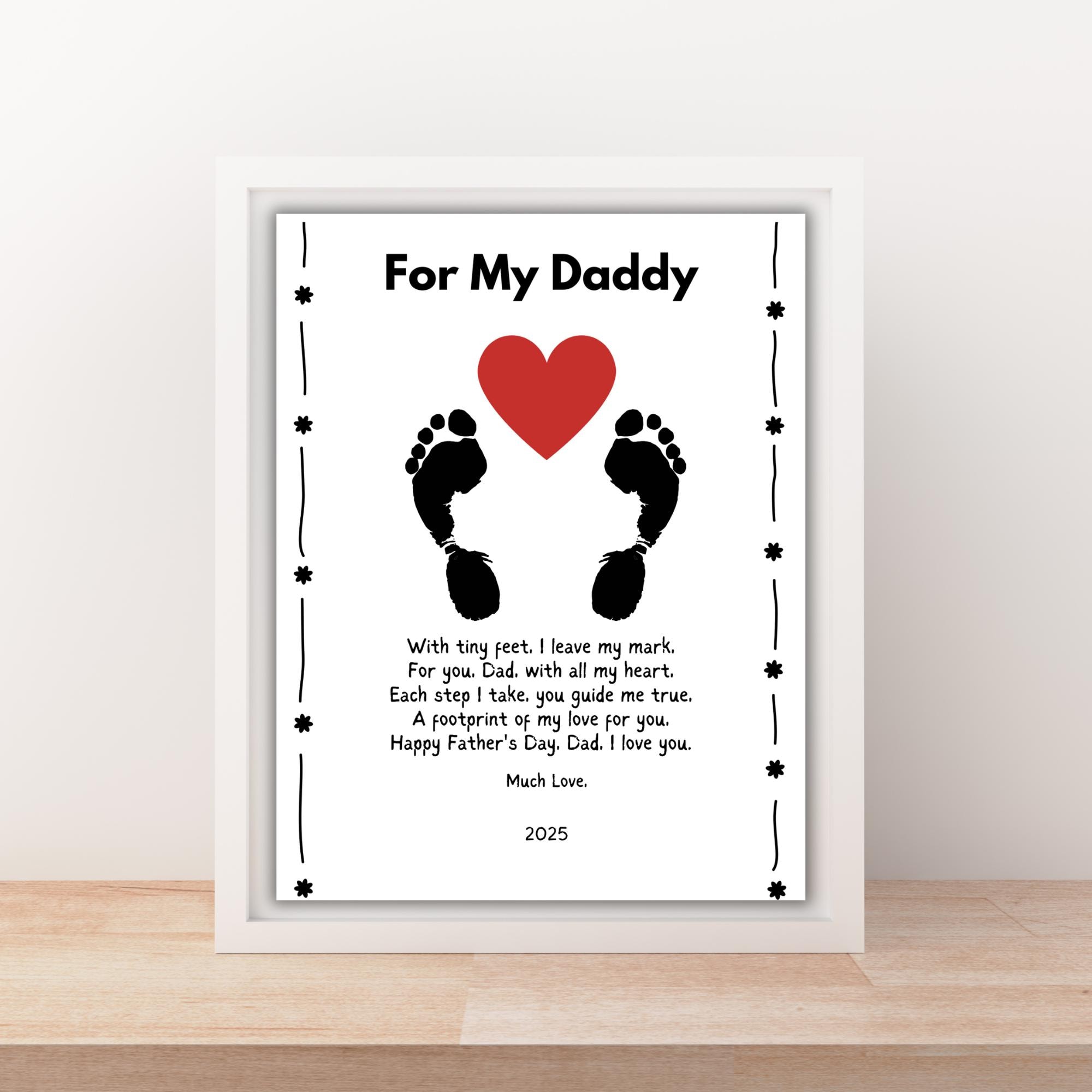 Father's Day Footprint Printable Craft DIY Fathers Day Card Gift for ...