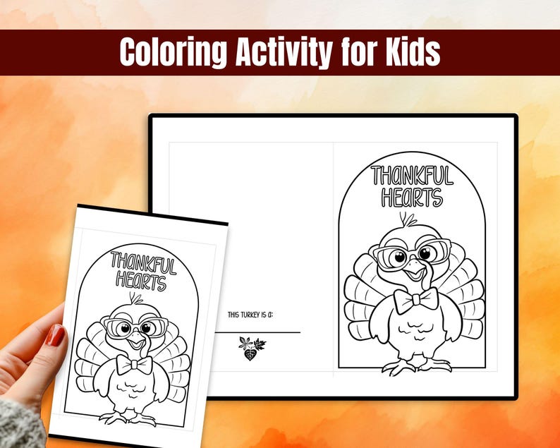 Thanksgiving Coloring Card Printable for Thanksgiving Craft Fun Cute ...
