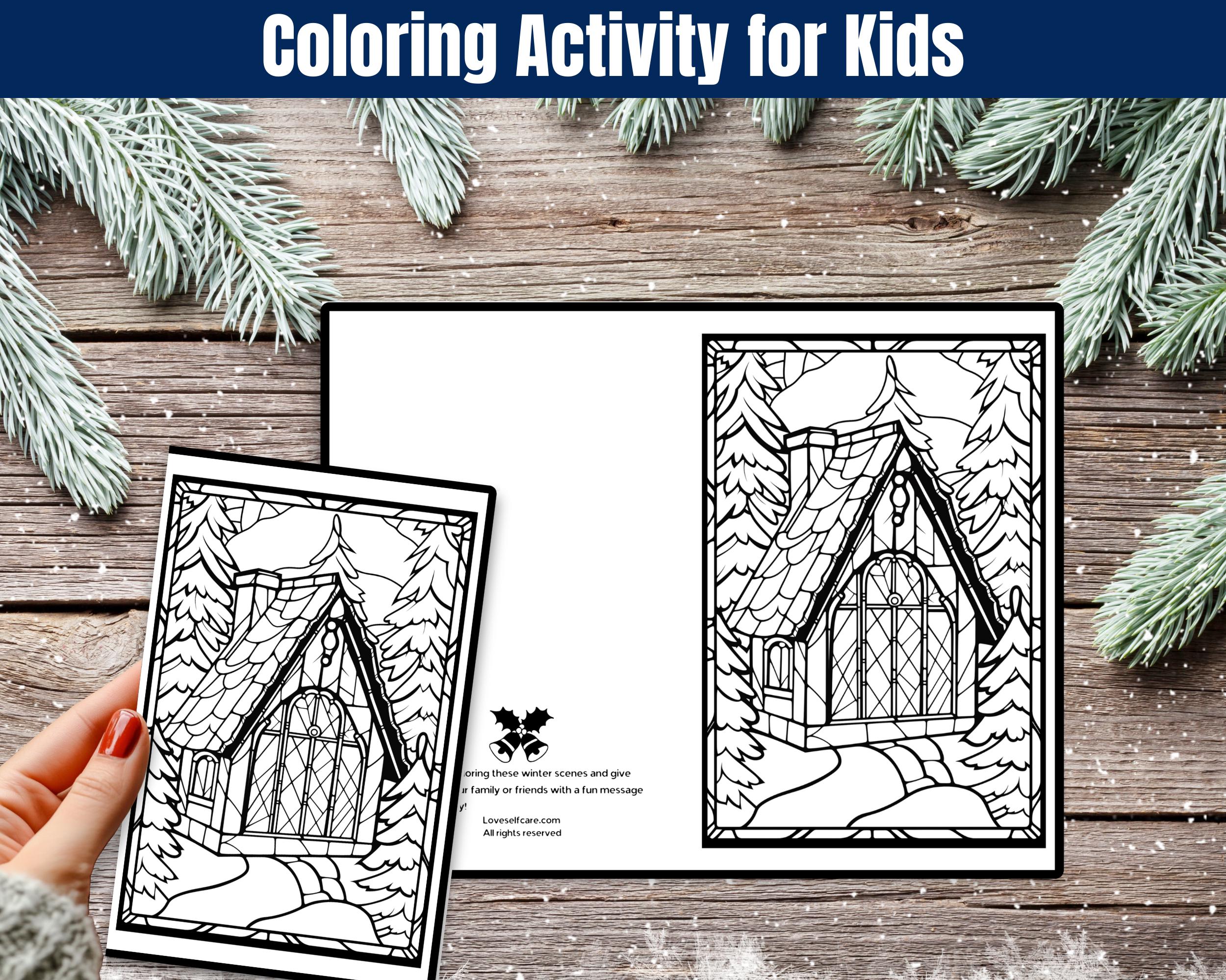Christmas Coloring Cards Printable Coloring Cards Winter Activity ...