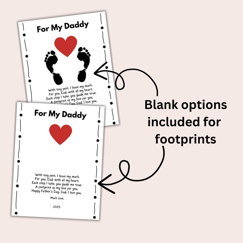 Father's Day Footprint Printable Craft DIY Fathers Day Card Gift for ...