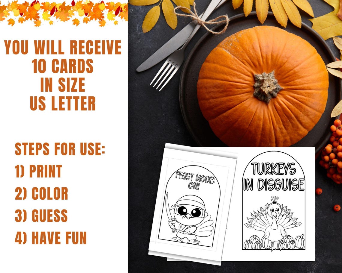 Thanksgiving Coloring Card Printable for Thanksgiving Craft Fun Cute ...