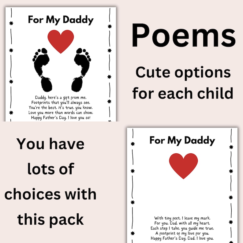 Father's Day Footprint Printable Craft DIY Fathers Day Card Gift for ...