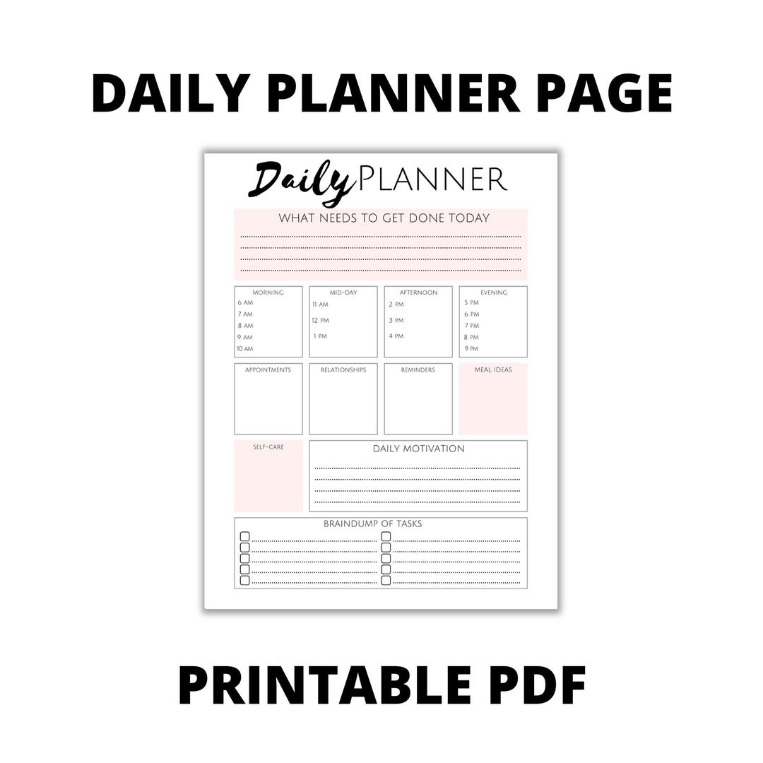 Daily Planner 2025 Planner Page Digital 2025 Diary Daily Routine Pink ...