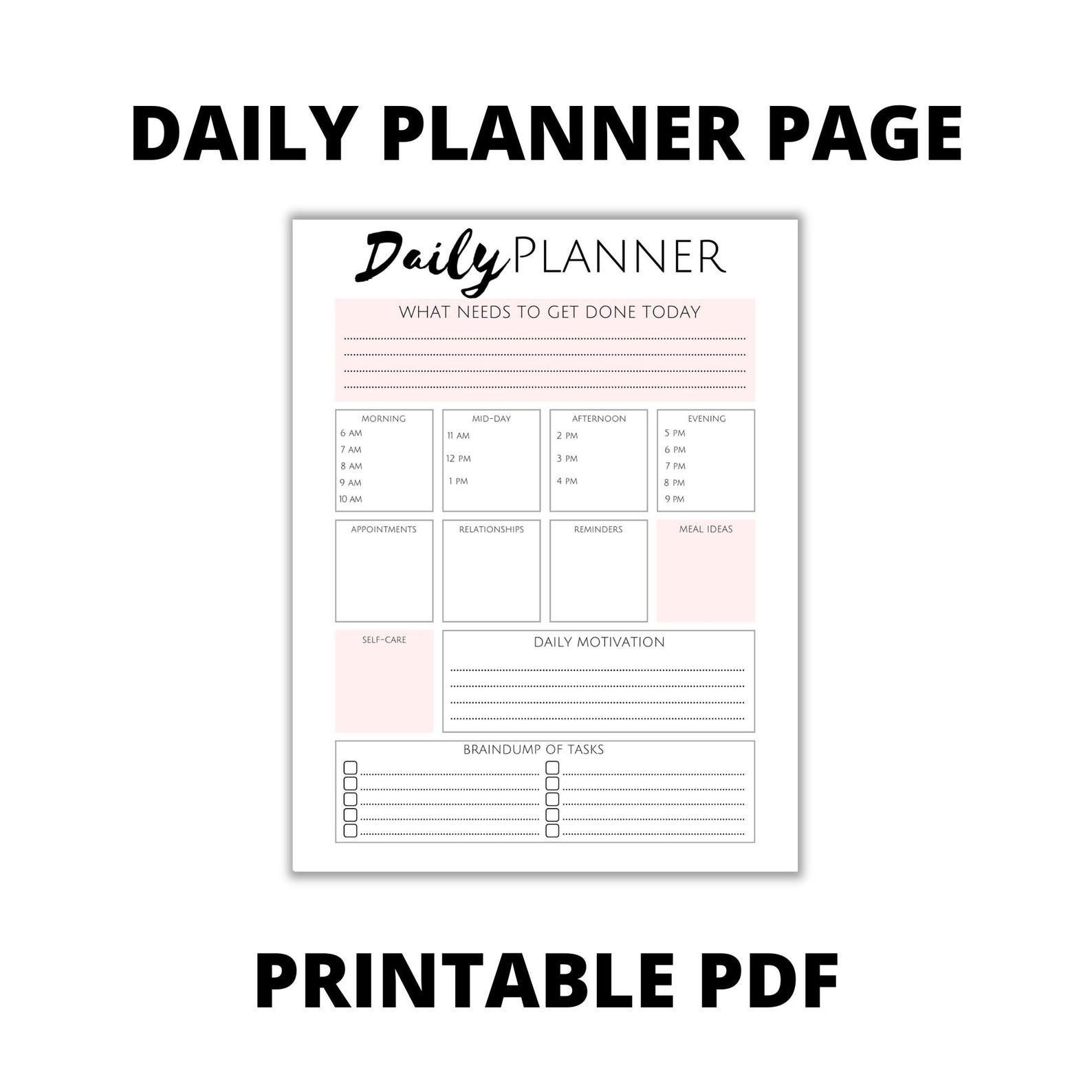 Daily Planner 2025 Planner Page Digital 2025 Diary Daily Routine Pink ...