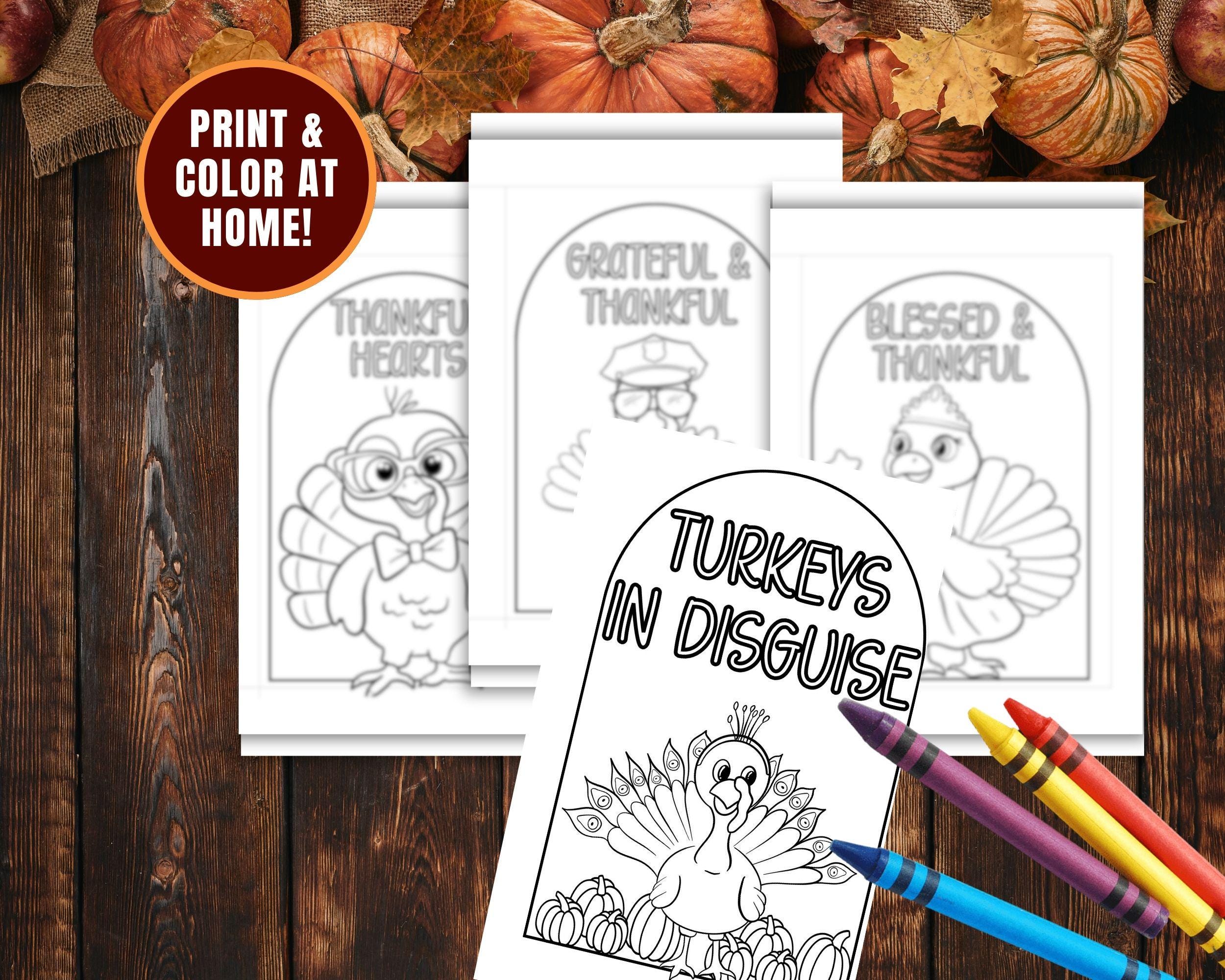 Thanksgiving Coloring Card Printable for Thanksgiving Craft Fun Cute ...
